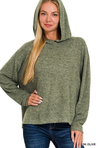 Hayley Hooded Hacci Sweater (Olive) – Nomad Boutique